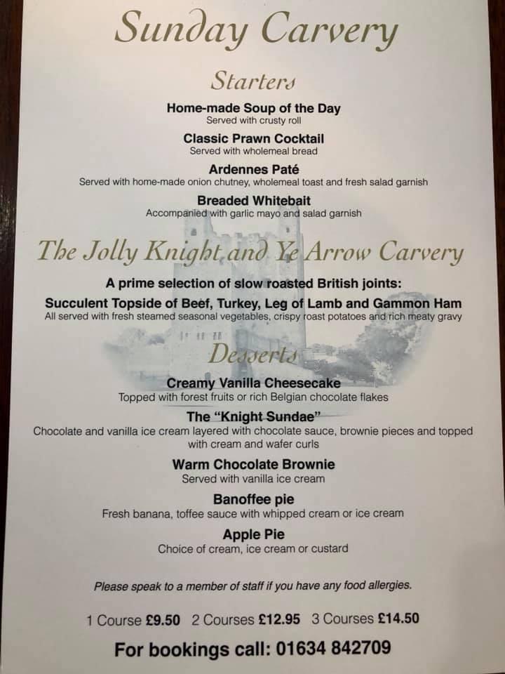 Menu at Jolly Knight pub & bar, Rochester