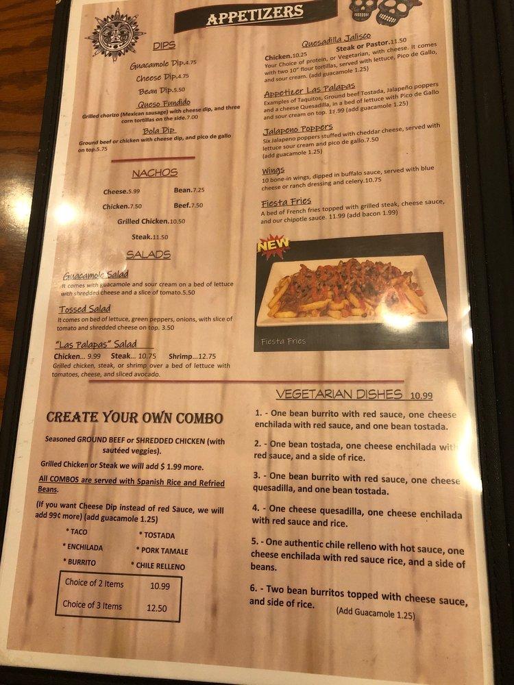 Carta de Las Palapas Mexican Restaurant, Bangor