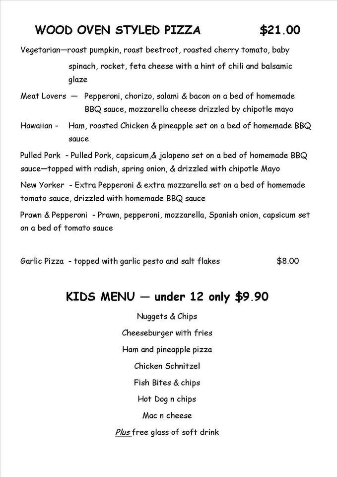 Menu at Parafield Gardens Community Club Inc, Parafield Gardens