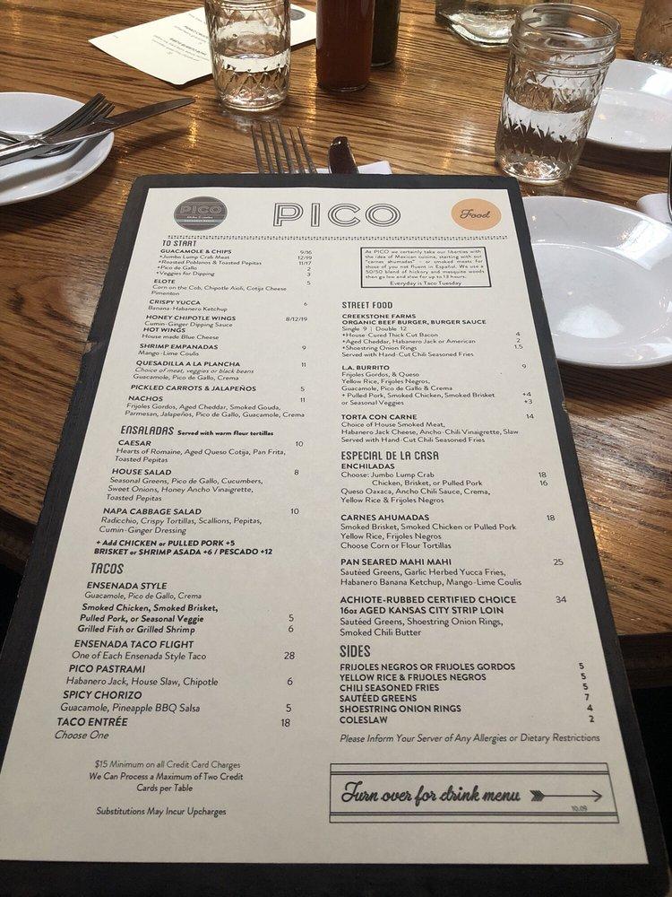 Menu at Pico pub & bar, New York City, 419 Beach 129th St