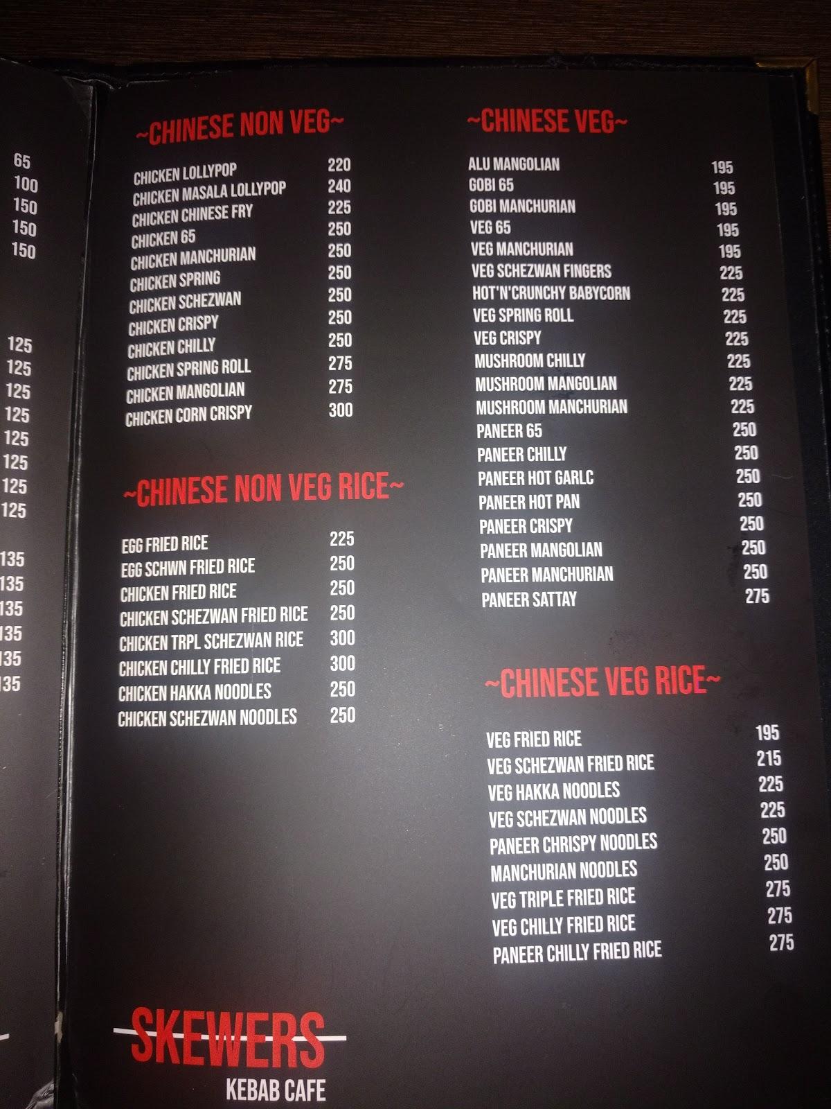 Menu at Skewers Top-Up Bar, Pune
