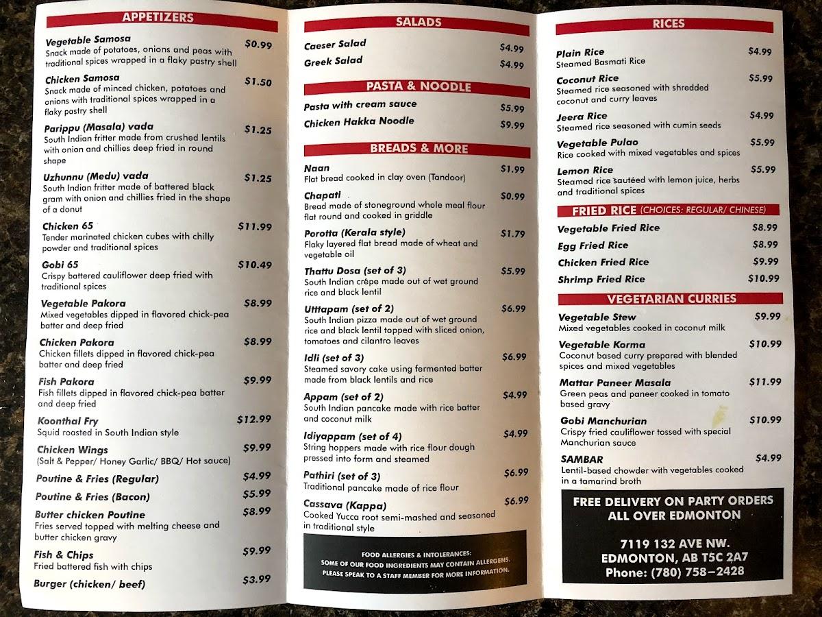 Menu at TASTE BLENDS restaurant, Edmonton, 34 Ave NW