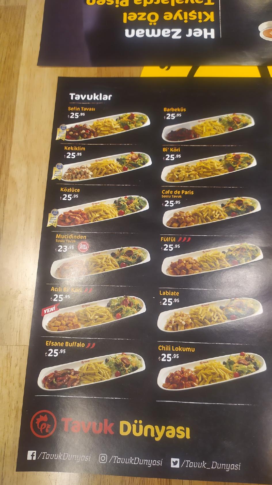 Menu at Tavuk Dünyası Gölcük, Gölcük, Mareşal Fevzi Çakmak Cd.