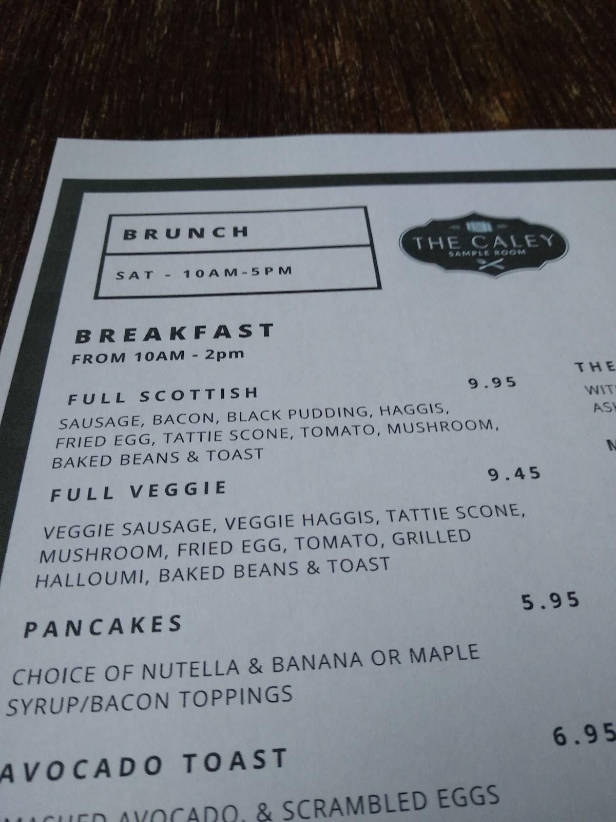 Menu at The Caley Sample Room pub & bar, Edinburgh
