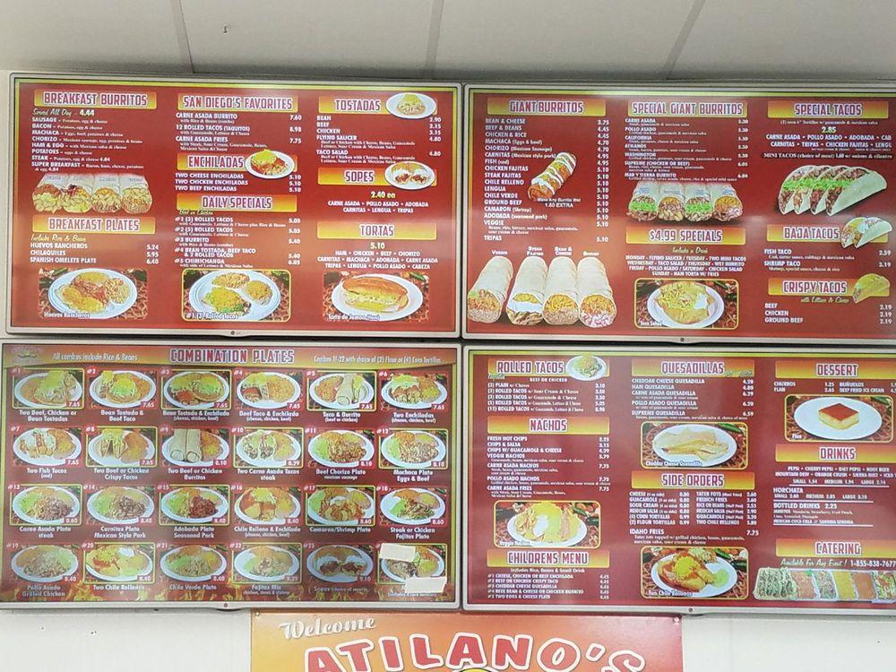 Menu at Atilano's Mexican Food - N Division restaurant, Spokane, N ...