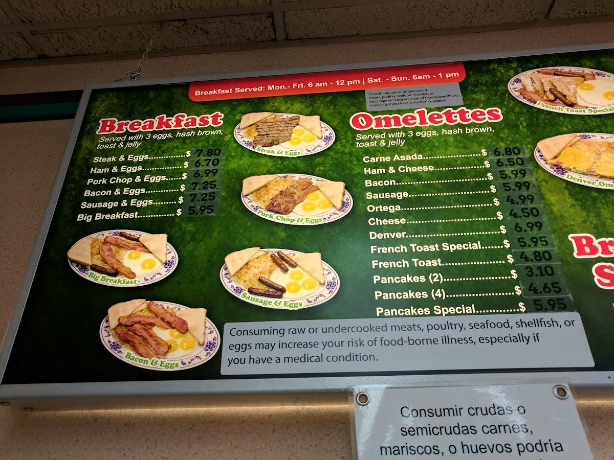 Menu at Don Pedro restaurant, Portland, SE 82nd Ave