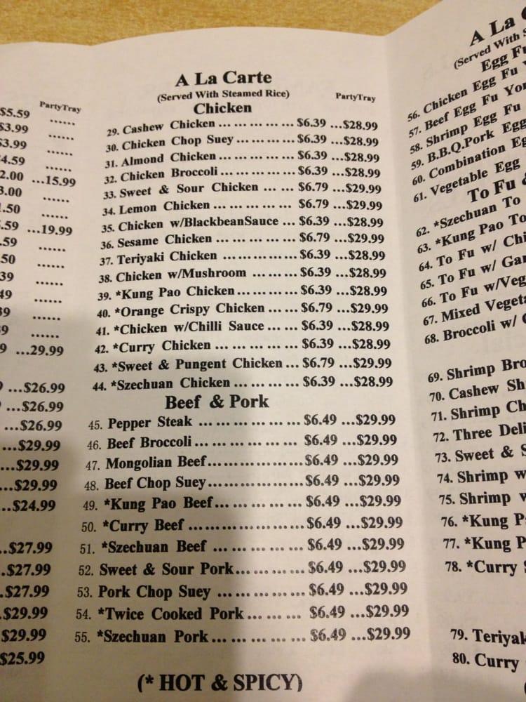 Menu at First Chinese Express restaurant, Lemon Grove