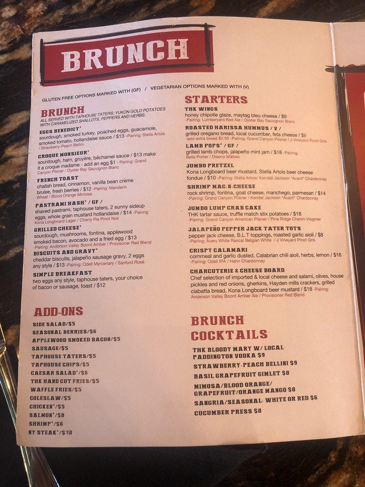 Menu at TapHouse Kitchen pub & bar, Phoenix, E Shea Blvd