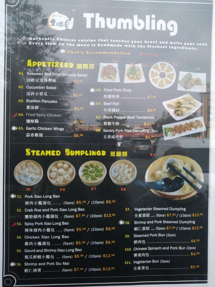 Menu at Thumbling restaurant, West Covina