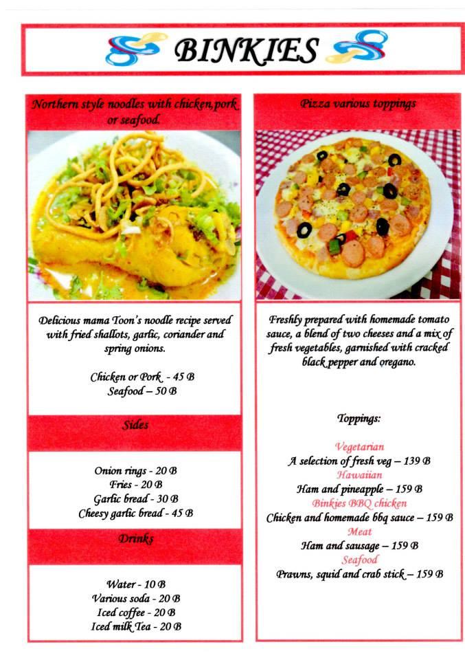 Menu at Binkies Kao-Soy Breakfast!!! restaurant, Phuket