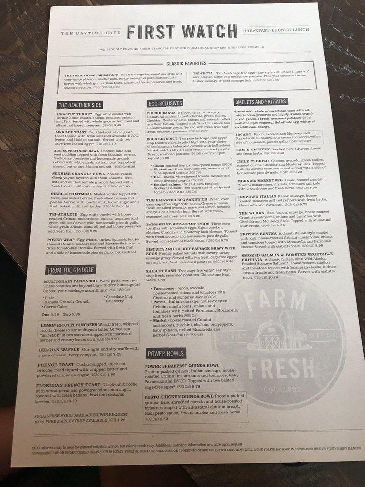 Menu at First Watch cafe, Fort Worth, Lakewood Hill Dr Suite 112