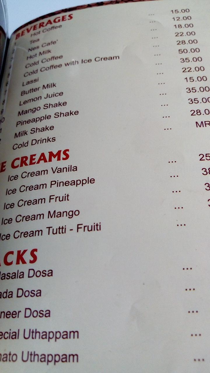 Menu at Indian Coffee House, Shakti Nagar, near SBI