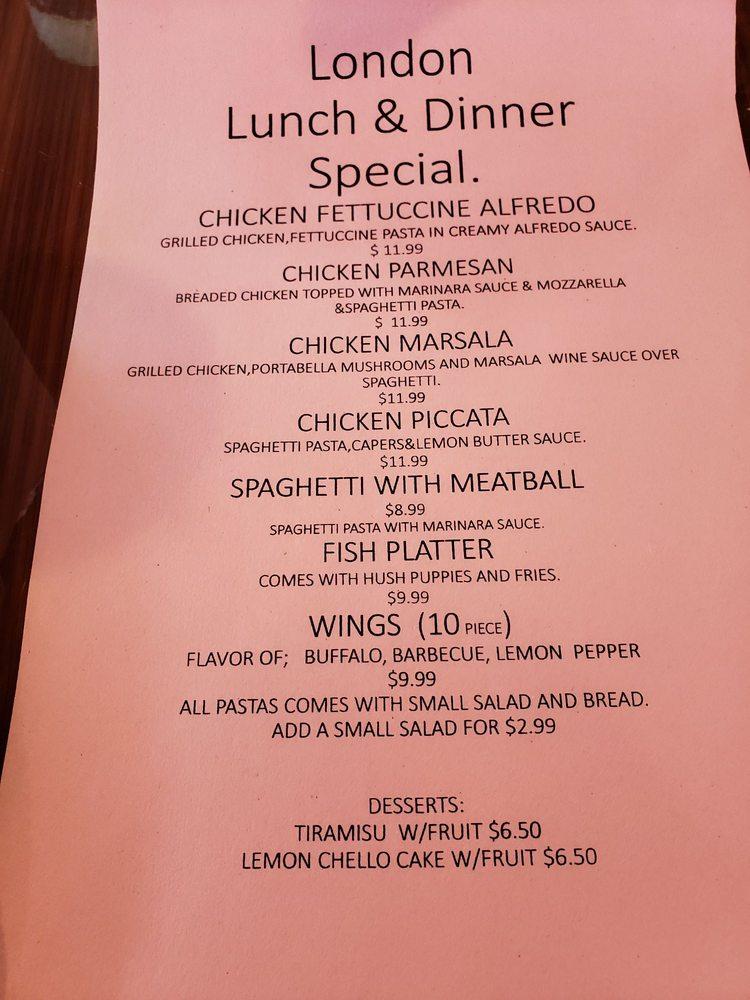 Menu at LONDON CAFE, Houston