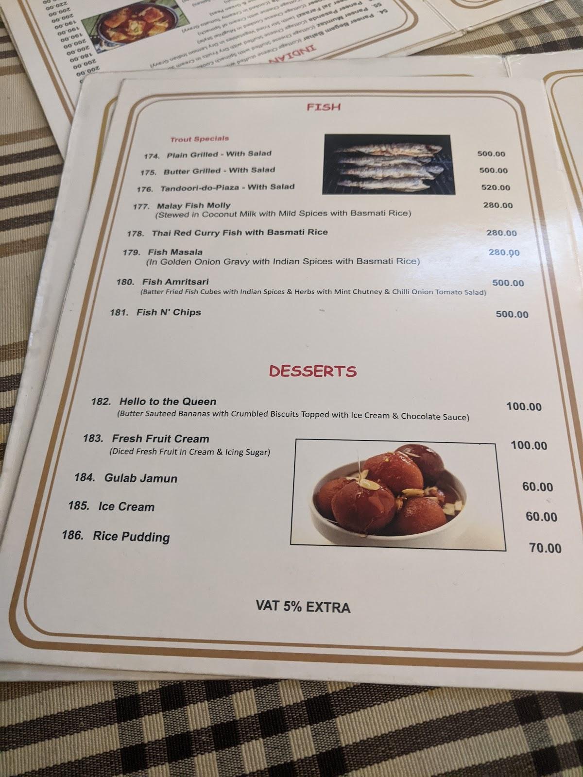 Menu at Mayur Restaurant, Manali