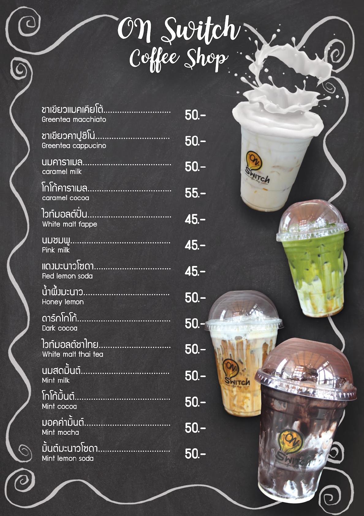 Menu at ON Switch CoffeeShop cafe, Mae Hia