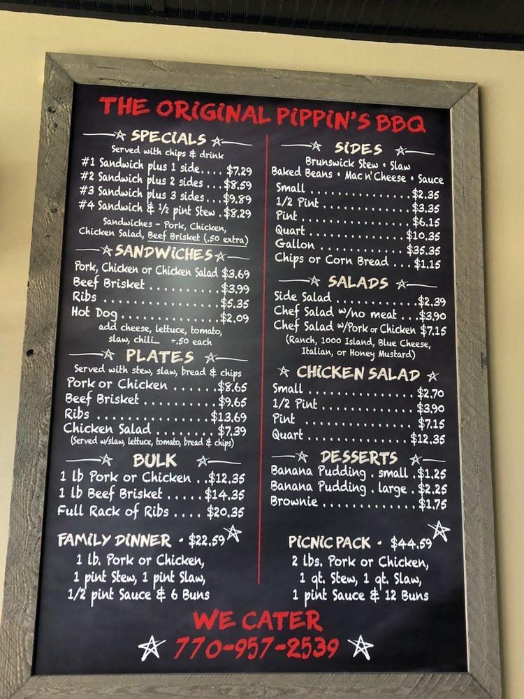 Menu at Pippins Barbecue & Catering, McDonough