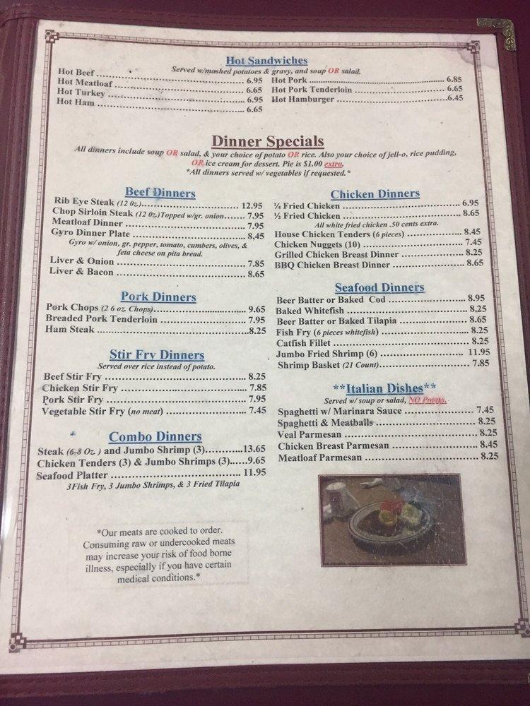 Menu at Red Apple restaurant, Dixon