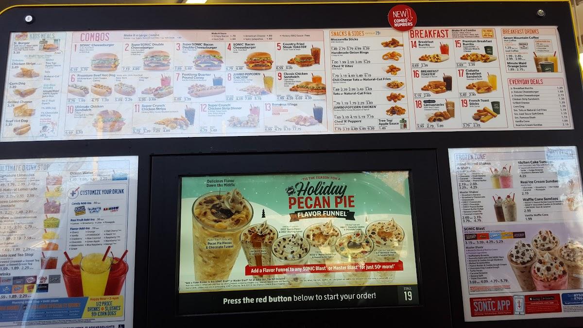 Menu at Sonic Drive-In fast food, McPherson, 910 E Kansas Ave