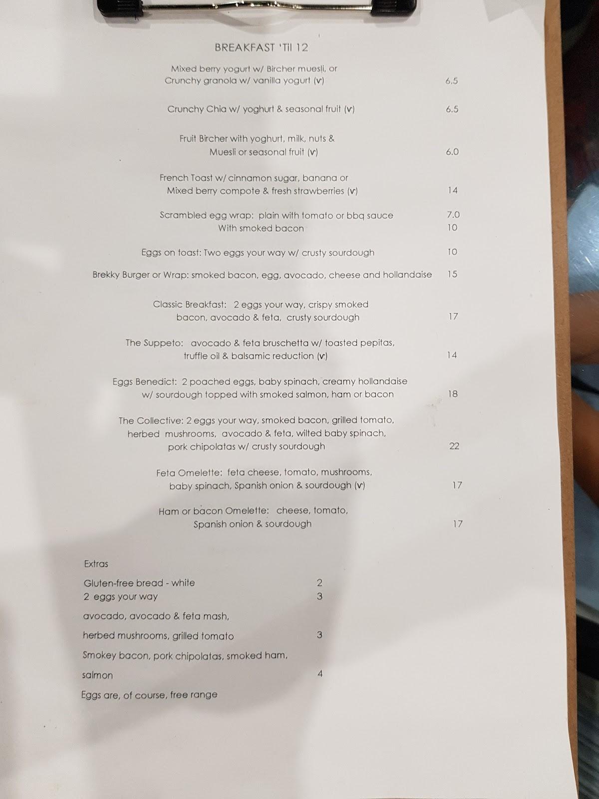 Menu at Suppetó Collective cafe, Jerrabomberra