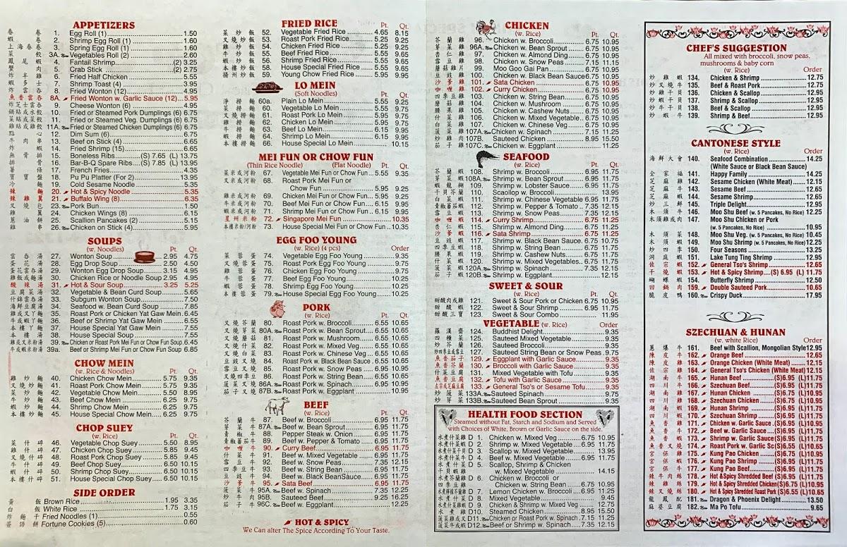 Menu at Top One restaurant, Huntington Station