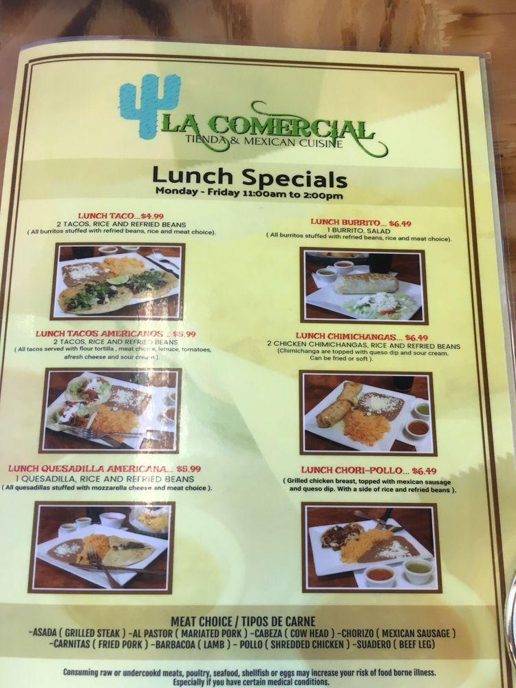 Menu at La Comercial Tienda & Mexican Cuisine restaurant, Chesapeake