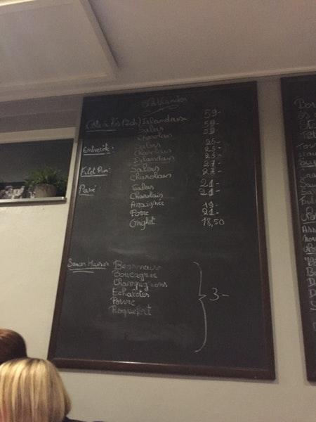Menu au La centrale des viandes, Liège