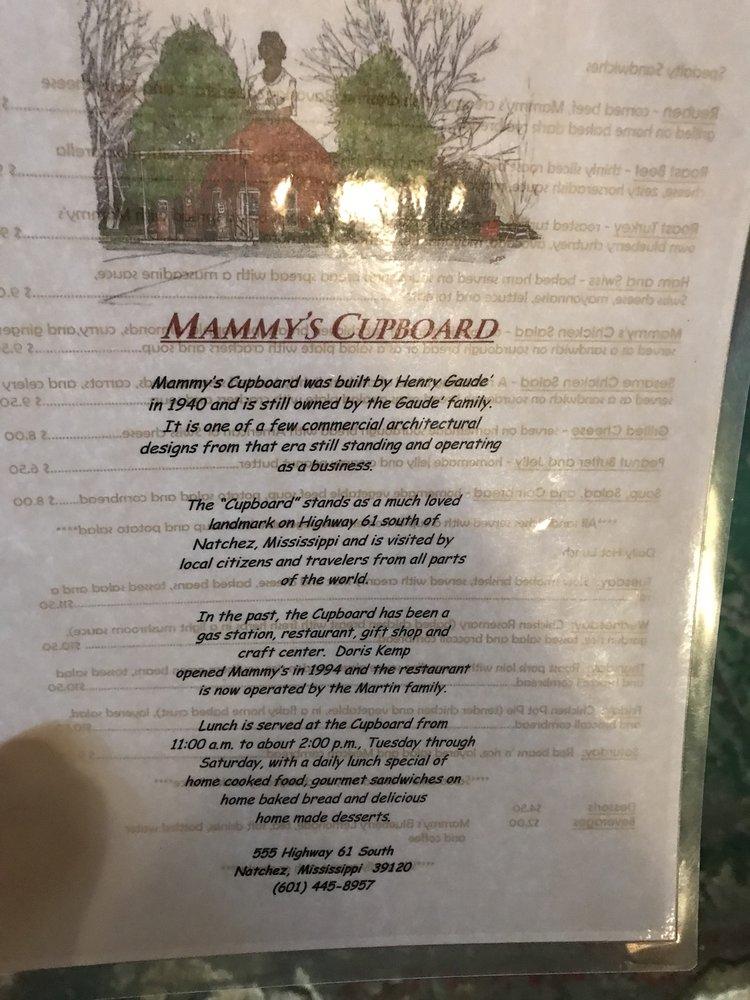 Menu at Mammy's Cupboard desserts, Natchez