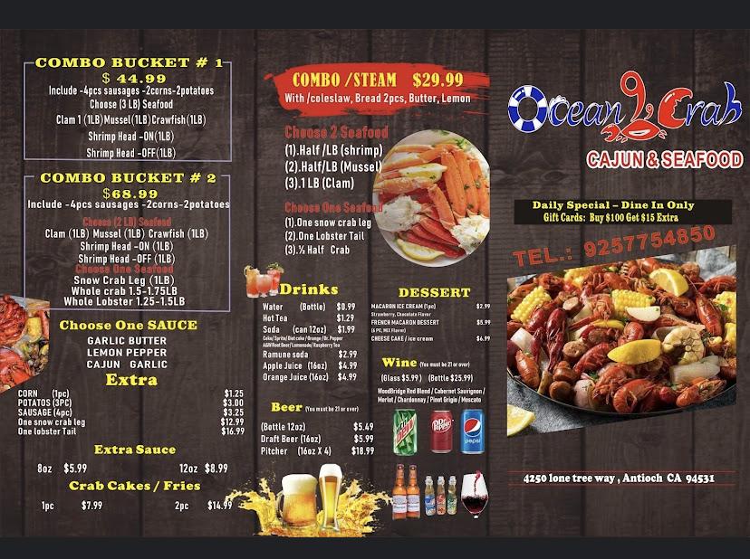 Menu at Ocean 9 Crab Cajun & Seafood restaurant, Antioch