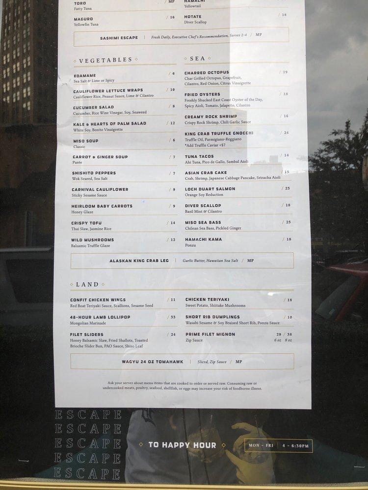 Menu at PAO Detroit restaurant, Detroit