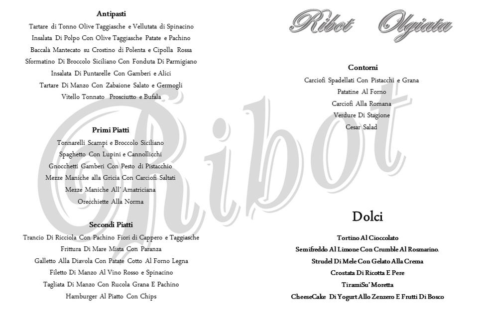 Menu da Bistrot Ribot Olgiata caffè bar, Roma, Largo dell'Olgiata