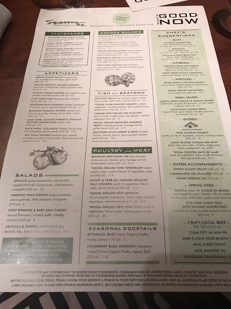 Menu at Seasons 52 pub & bar, Jacksonville