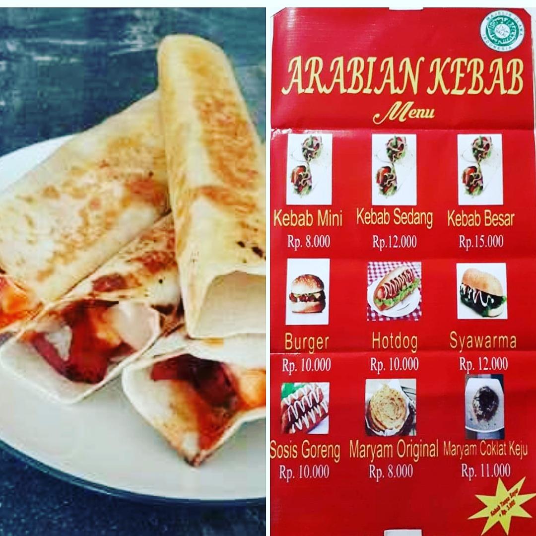 Menu at Arabian Kebab cafe, Mataram