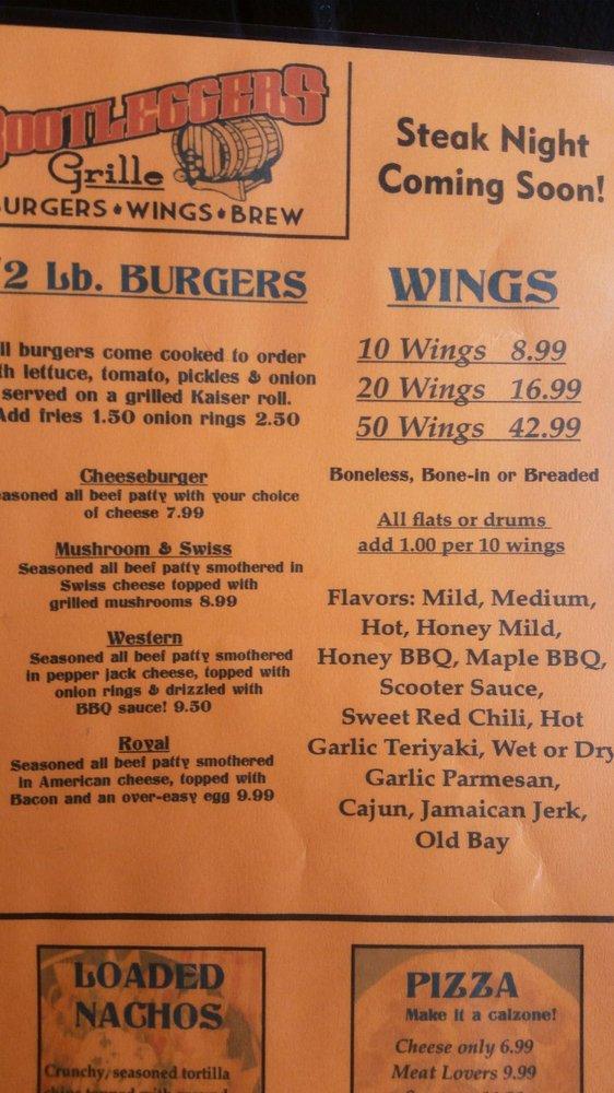 Menu at Bootleggers Bar & Grille Home of the Big Deck Patio, Crossville