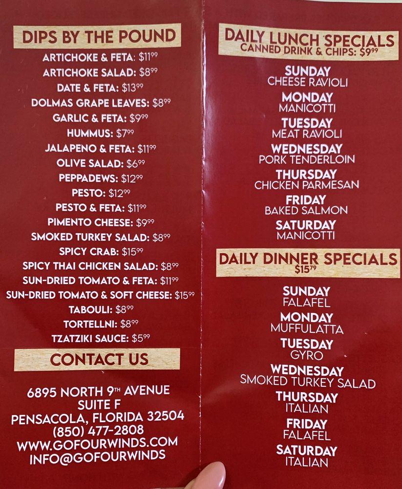 Menu at Four Winds Fine Foods Market restaurant, Pensacola, N 9th Ave
