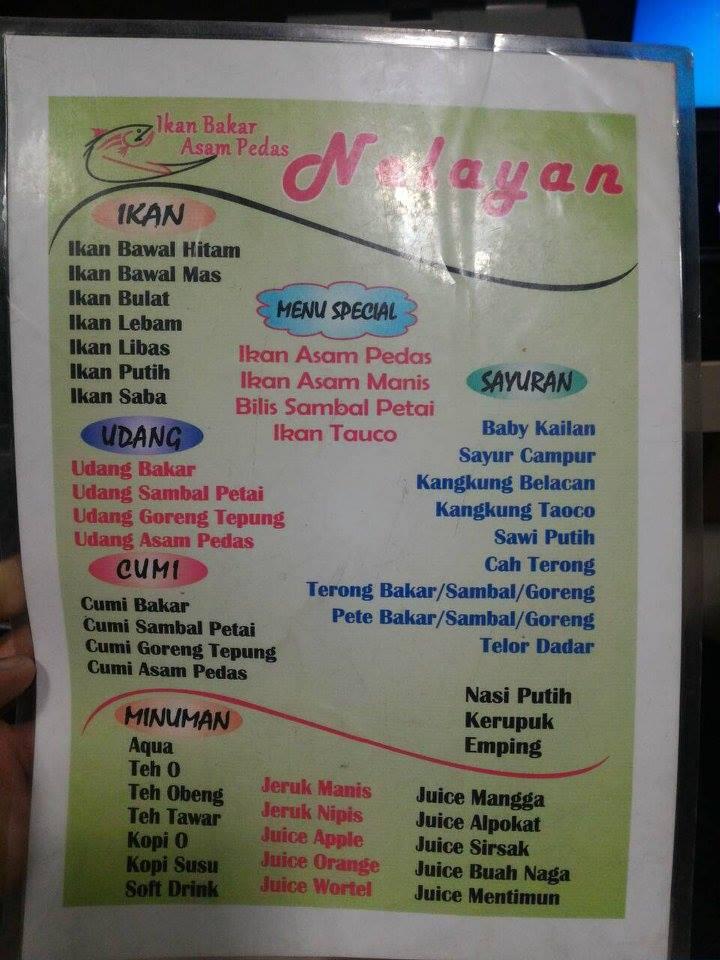 Menu at Nelayan Ikan Bakar & Asam Pedas Nagoya restaurant, Batam ...