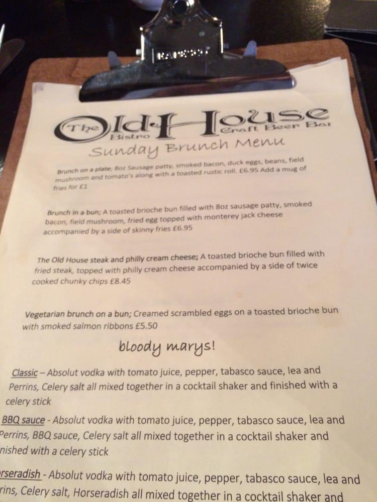 Menu at The Old House restaurant, Hull