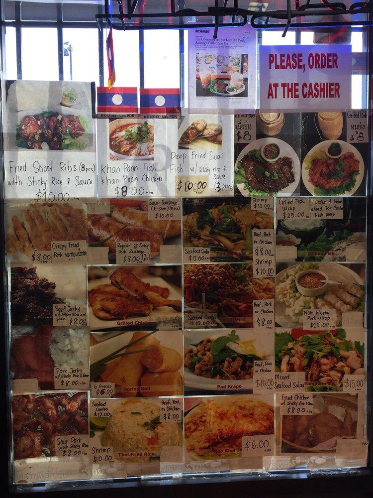 Menu at Vientiane Grocery restaurant, Seattle