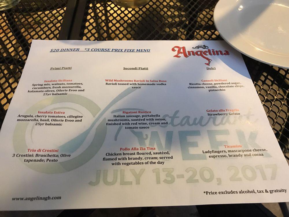 Menu at Angelina Restaurant, Green Bay