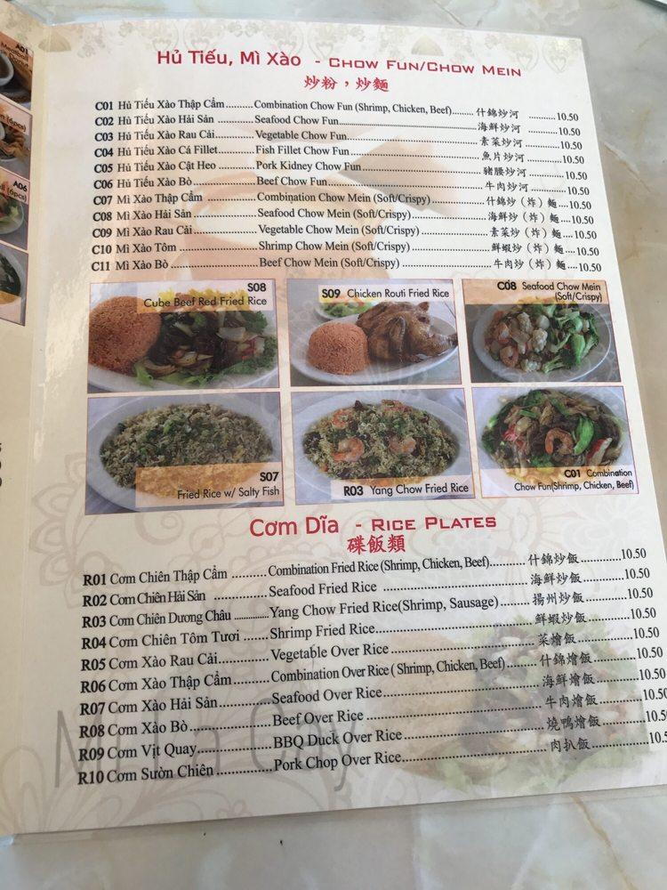 Menu at Mi La Cay Restaurant, San Jose