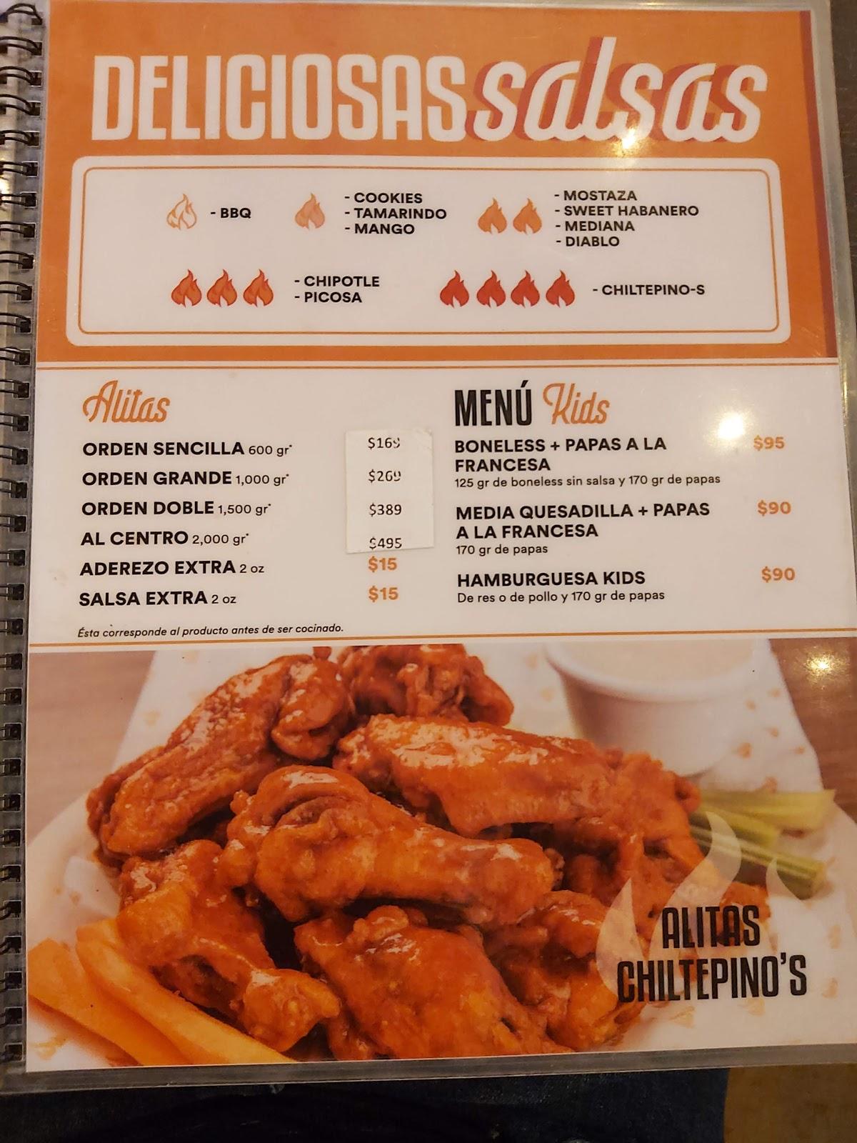 Carta del pub y bar Chiltepinos Wings, Cananea, Ave. Sonora 85