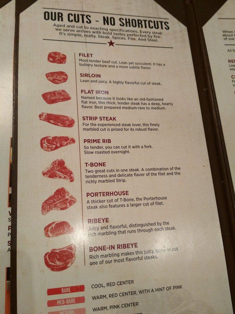 Menu at LongHorn Steakhouse, Hollywood