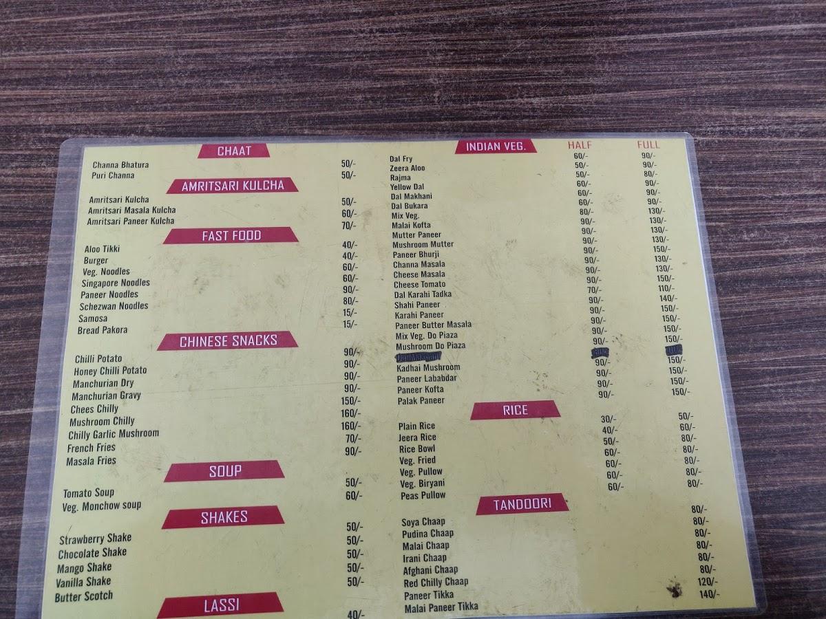 Menu at Rk Dhaba, Jalandhar, 7P63+HFM
