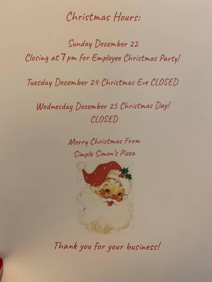 Menu at Simple Simon's Pizza restaurant, LaCygne