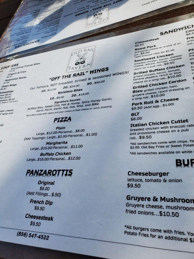Menu at Old Rail Tavern pub & bar, Barrington
