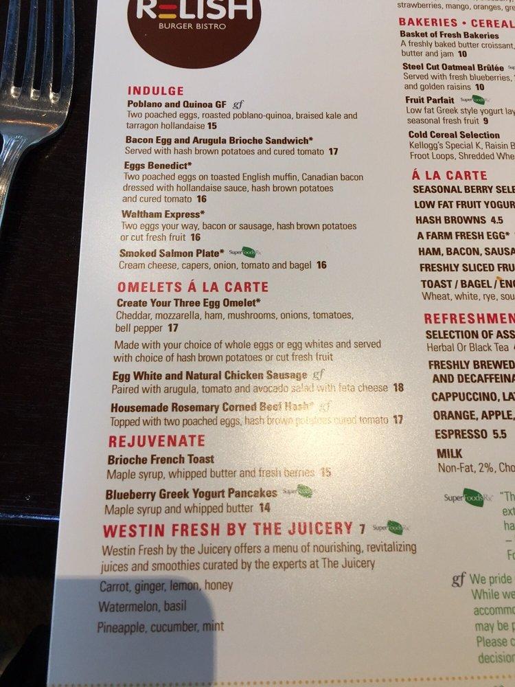 Menu at Relish Burger Bistro restaurant, Waltham