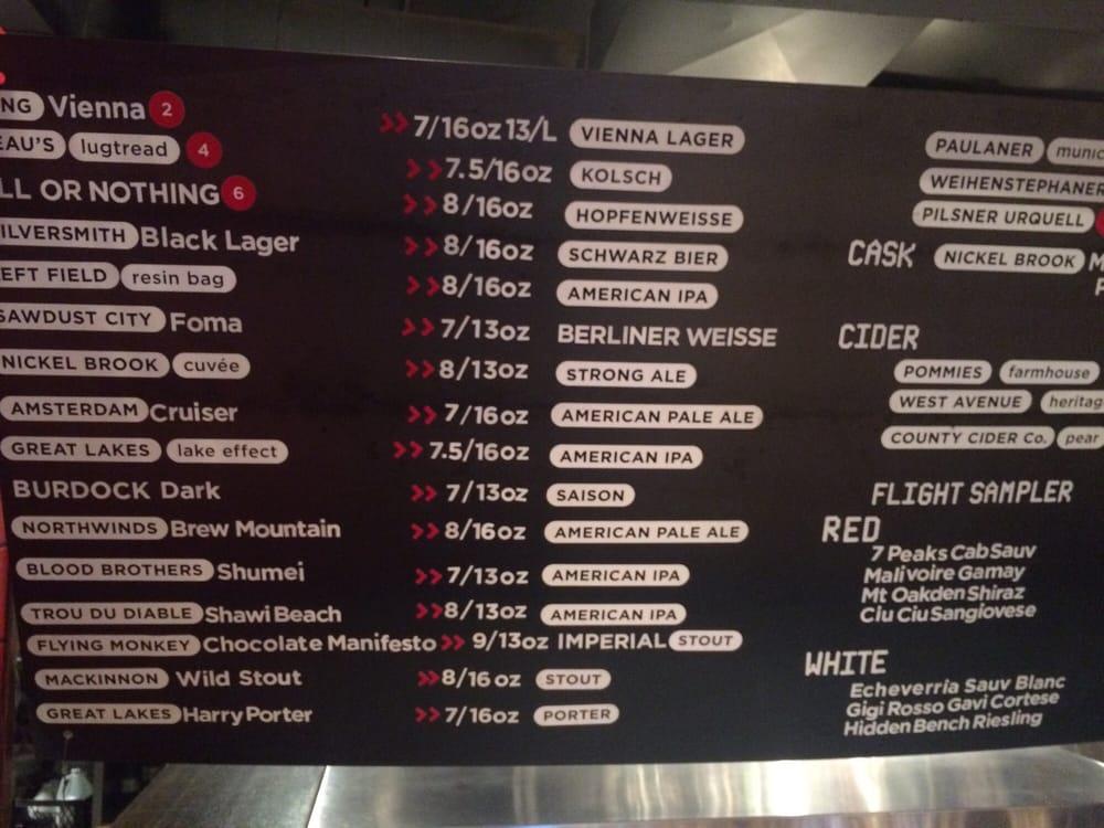Menu at WVRST pub & bar, Toronto, 609 King St W
