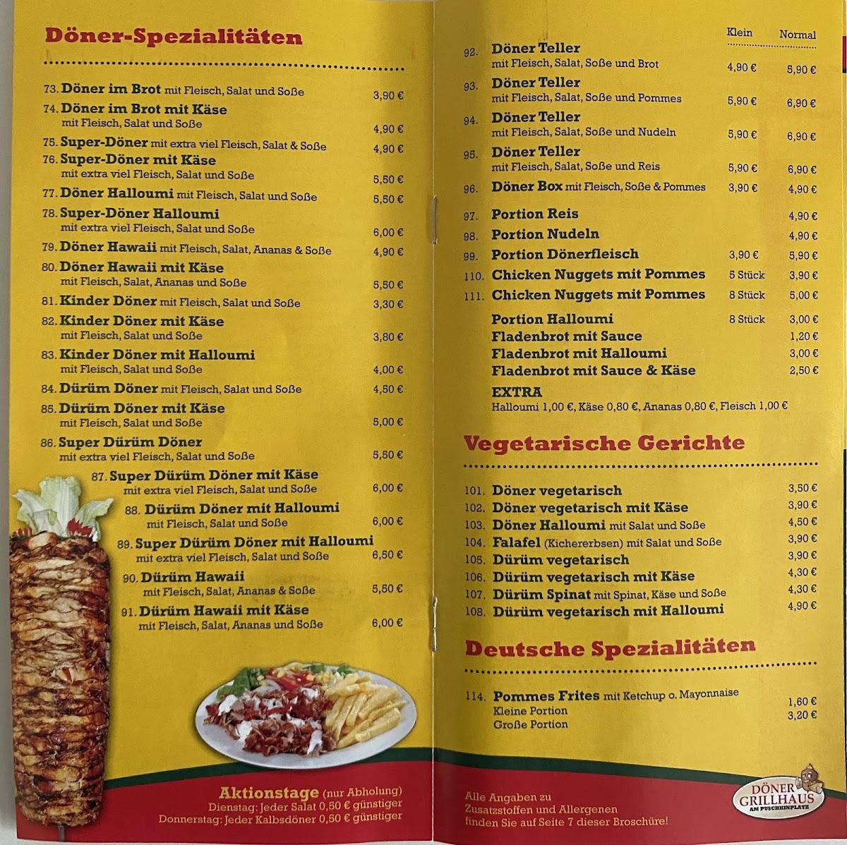 Speisekarte von Grillhaus Am Puschkinplatz restaurant, Riesa