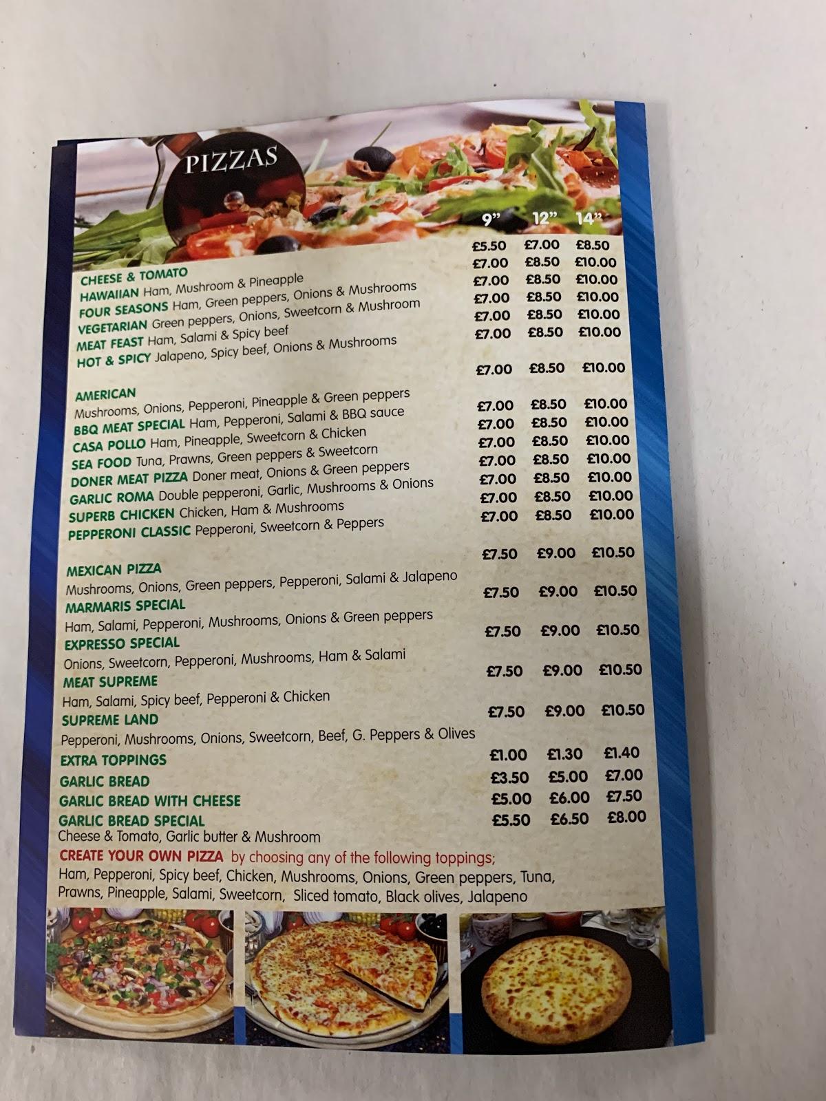 Menu at Marmaris restaurant, Stoke-on-Trent, 477 Chell Heath Rd