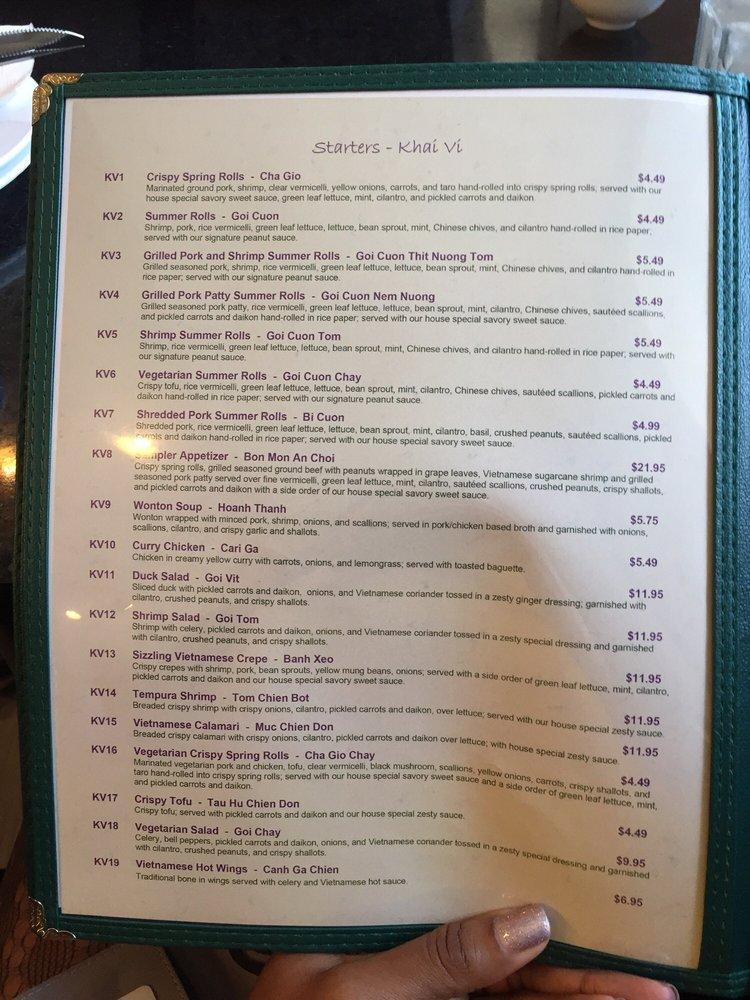 Menu at Pho Street restaurant, Bryn Mawr