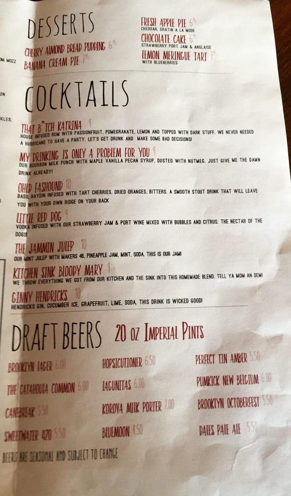 Menu at Red Dog Diner pub & bar, New Orleans